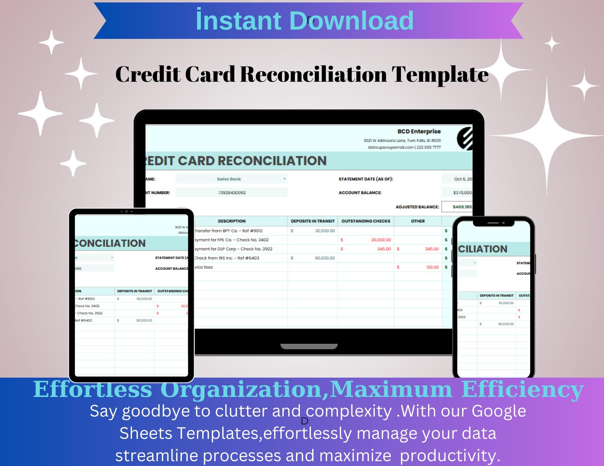 Credit Card Reconciliation Template, Editable Google Sheets, Digital ...