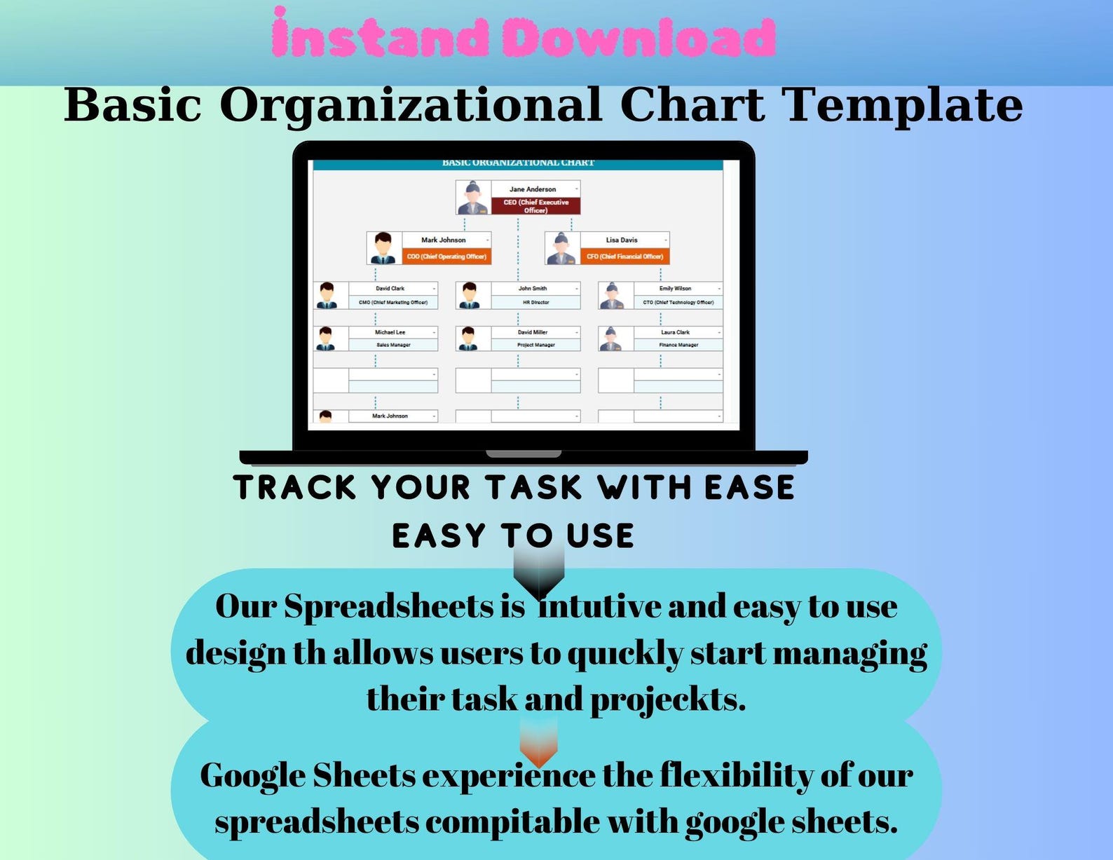 Basic Organizational Chart Template, Google Sheets Org Chart for ...