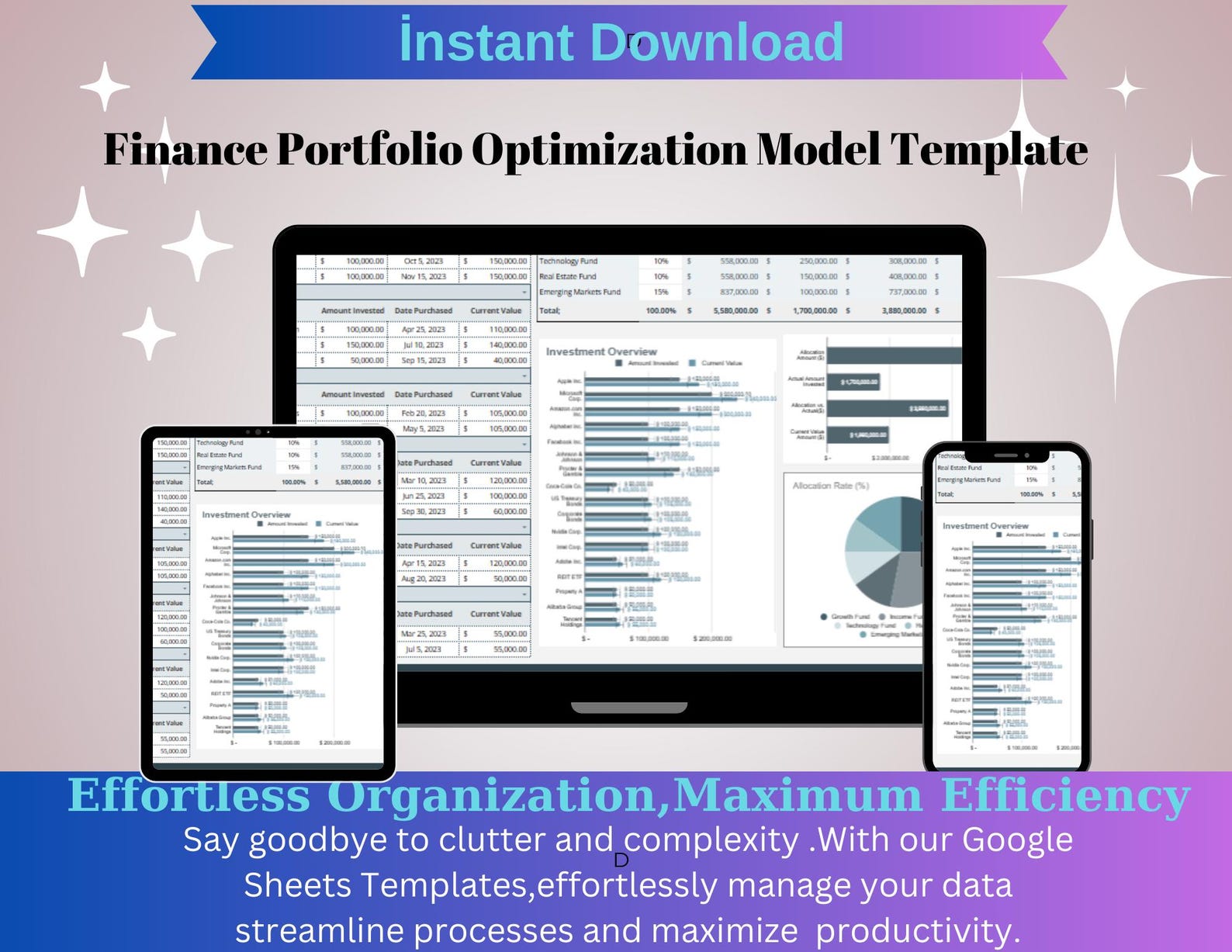 Finance Portfolio Optimization Model Template: Google Sheets Investment ...
