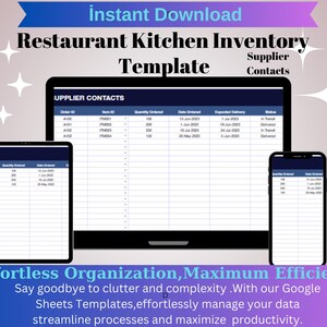 Restaurant Kitchen Inventory Template, Editable Google Sheets, Digital ...