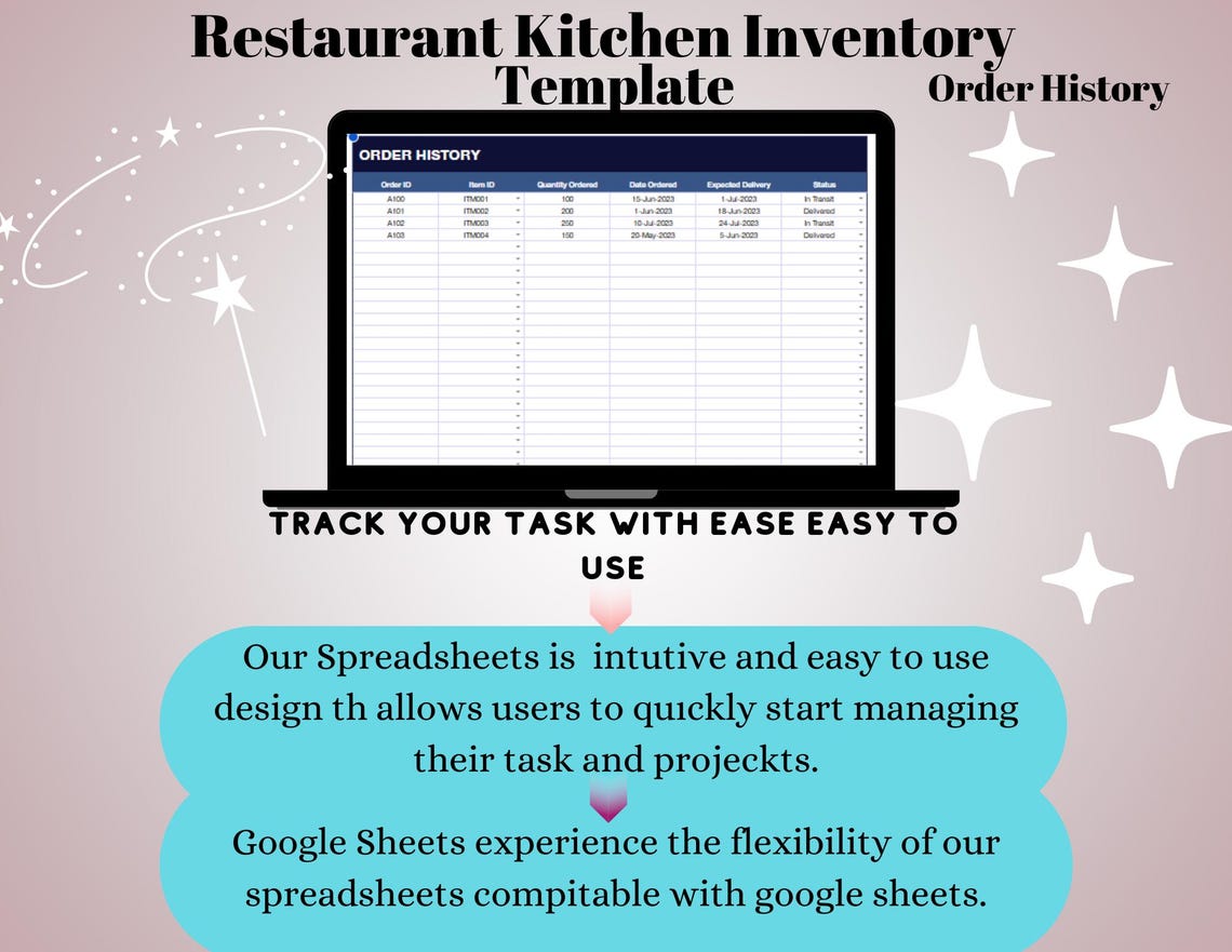 Restaurant Kitchen Inventory Template, Editable Google Sheets, Digital ...
