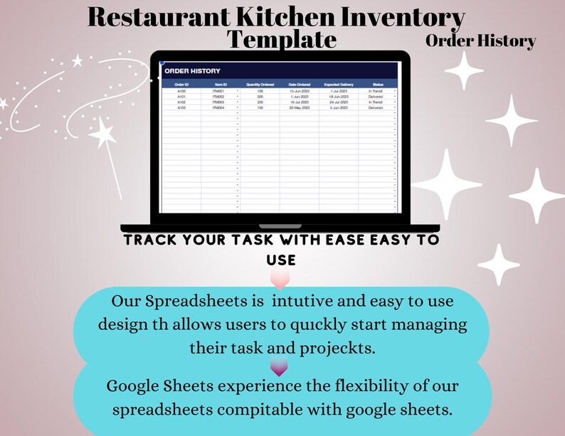 Restaurant Kitchen Inventory Template, Editable Google Sheets, Digital ...