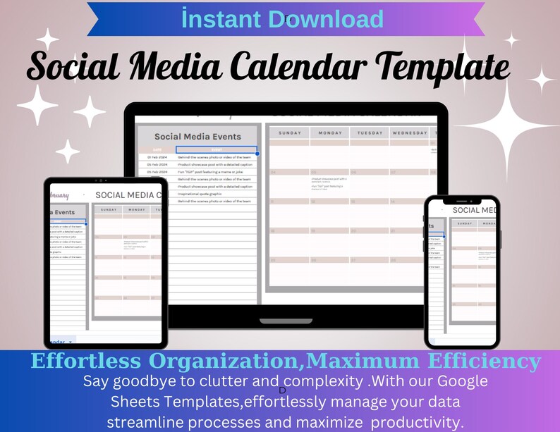Editable Social Media Calendar Template: Google Sheets (digital ...