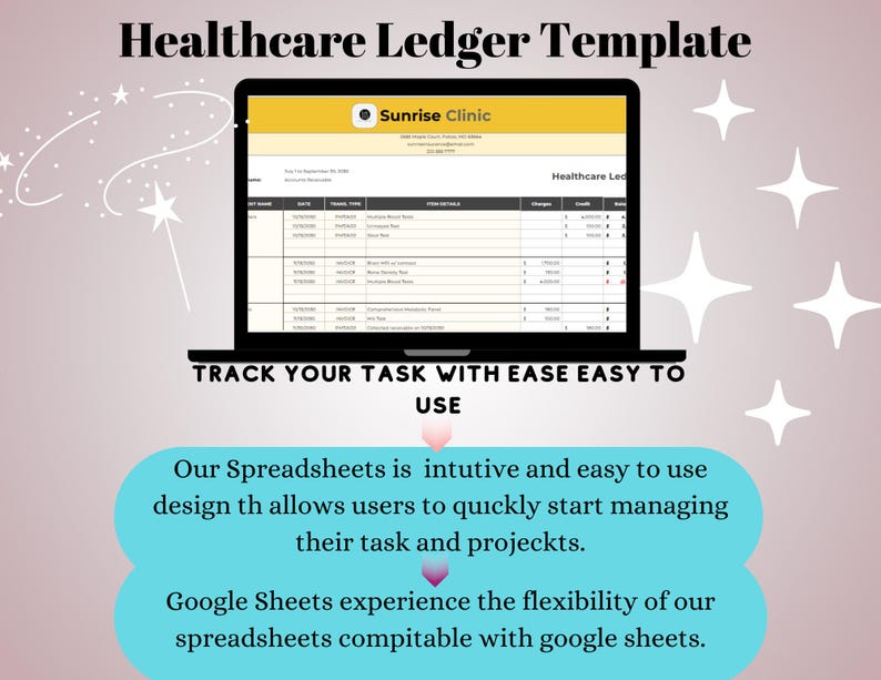 Healthcare Ledger Template, Editable Google Sheets, Digital Download ...