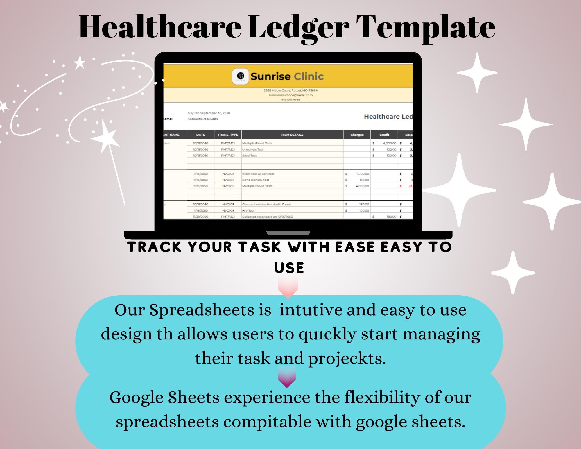 Healthcare Ledger Template, Editable Google Sheets, Digital Download ...