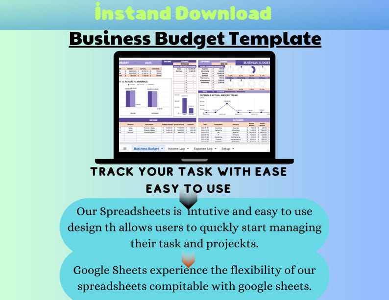 Business Budget Template, Editable Google Sheets, Digital Download for ...