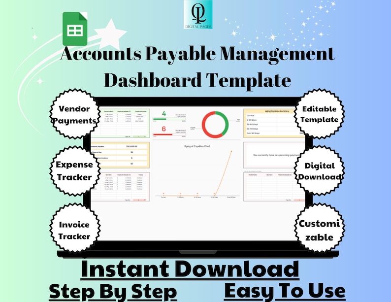 Accounts Payable Management Dashboard Template, Editable Google Sheets ...