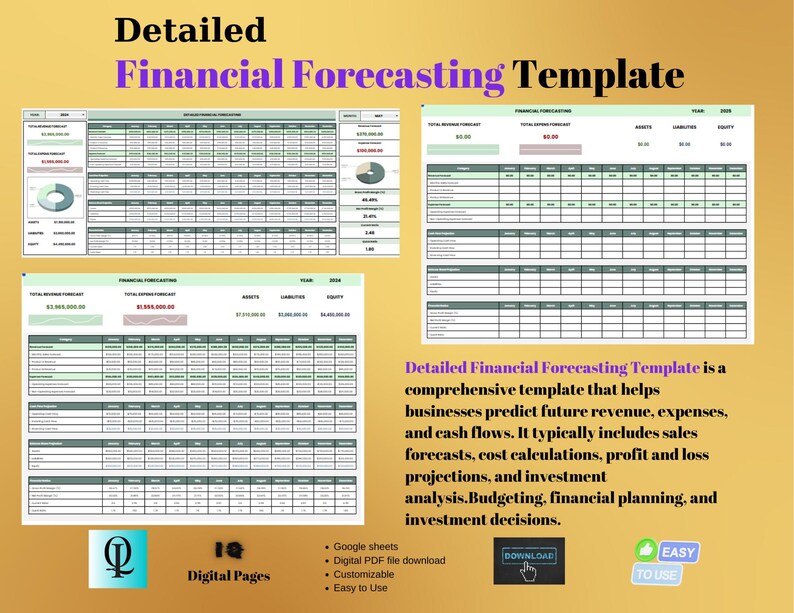 Detailed Financial Forecasting Template, Editable Google Sheets ...