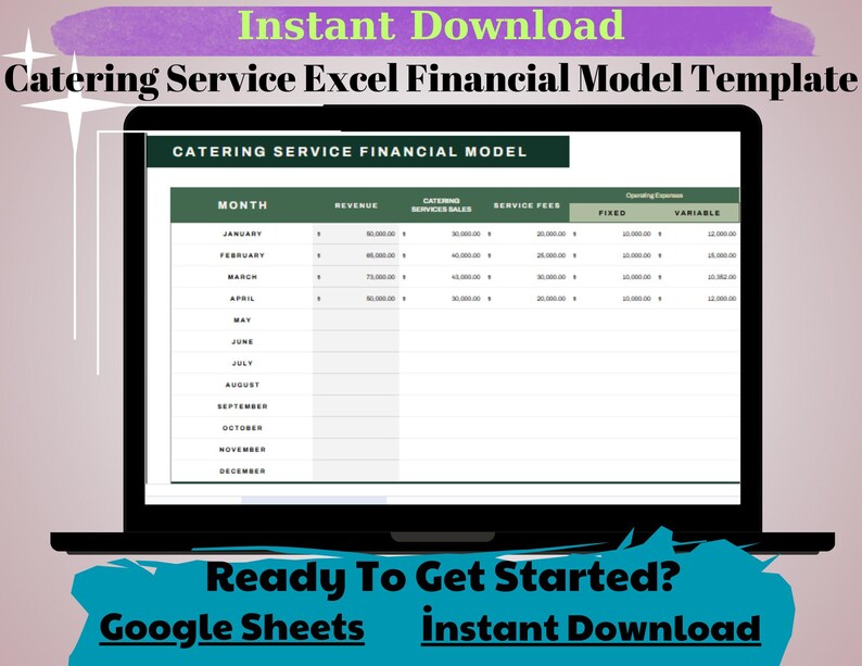 Catering Service Excel Financial Model Template, Editable Google Sheets ...