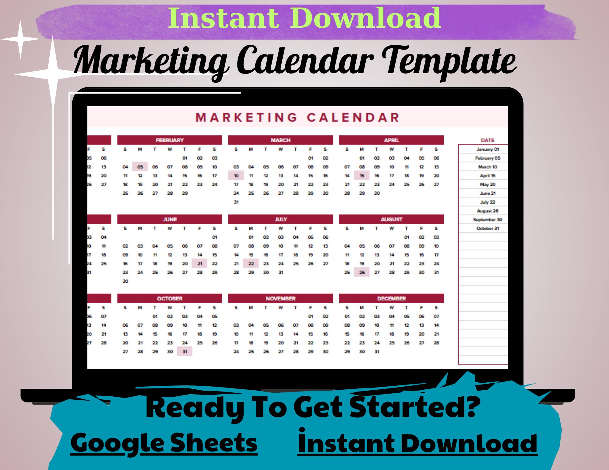 Marketing Calendar Template | Plan Campaigns & Track Deadlines - Etsy