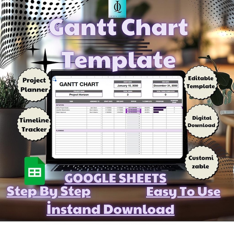 Gantt Chart Template | Google Sheets | Project Planning&tracking|easy ...
