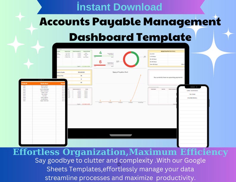 Accounts Payable Management Dashboard Template, Editable Google Sheets ...