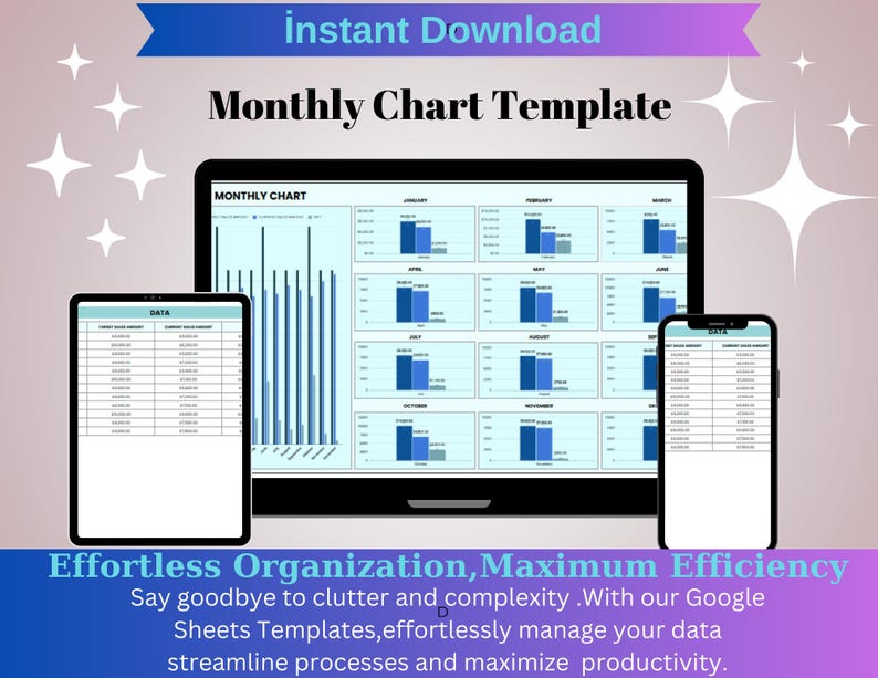 Monthly Chart Template, Editable Excel & Google Sheets, Data Tracker ...