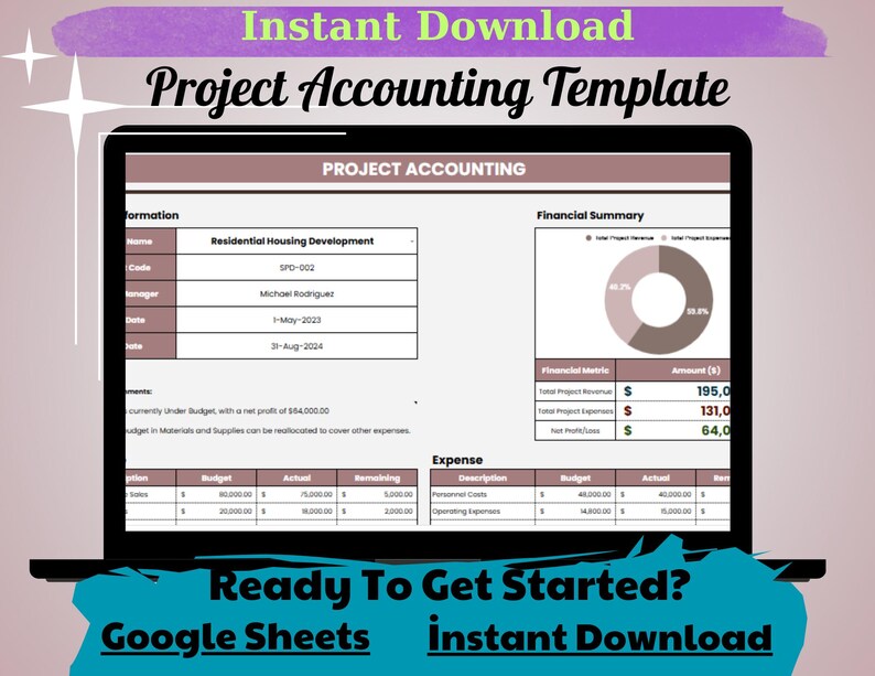 Project Accounting Template, Digital Download, Editable & Easy to Use ...