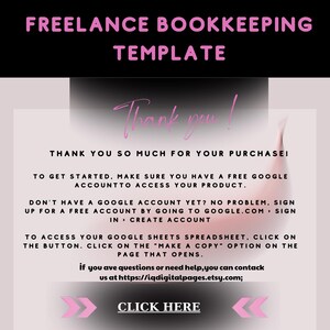 Freelance Bookkeeping Template, Editable Excel & Google Sheets, Income ...