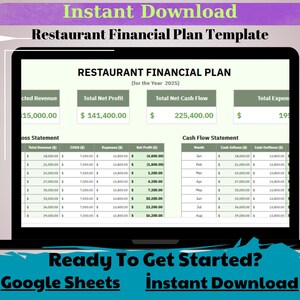 Restaurant Financial Plan Template|google Sheets|budgeting&forecasting ...