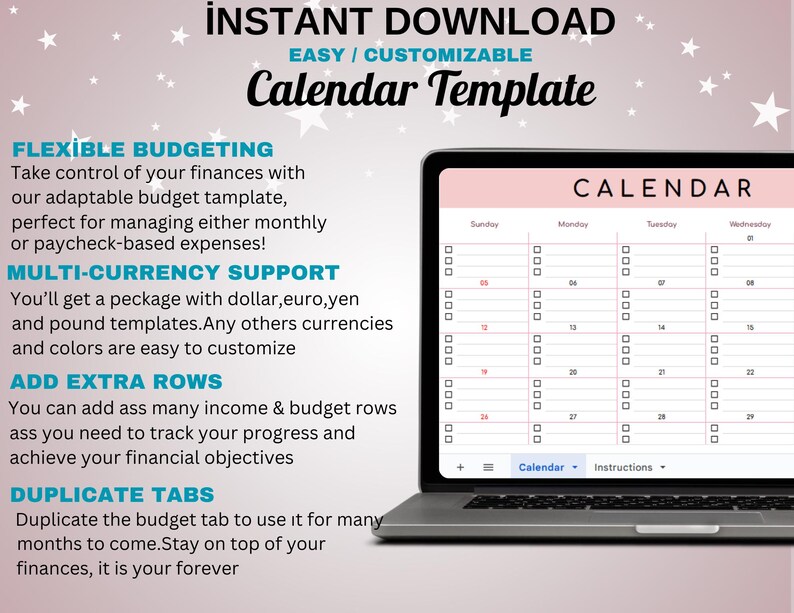 Calendar Template: Google Sheets, Personal & Work (digital Download) - Etsy