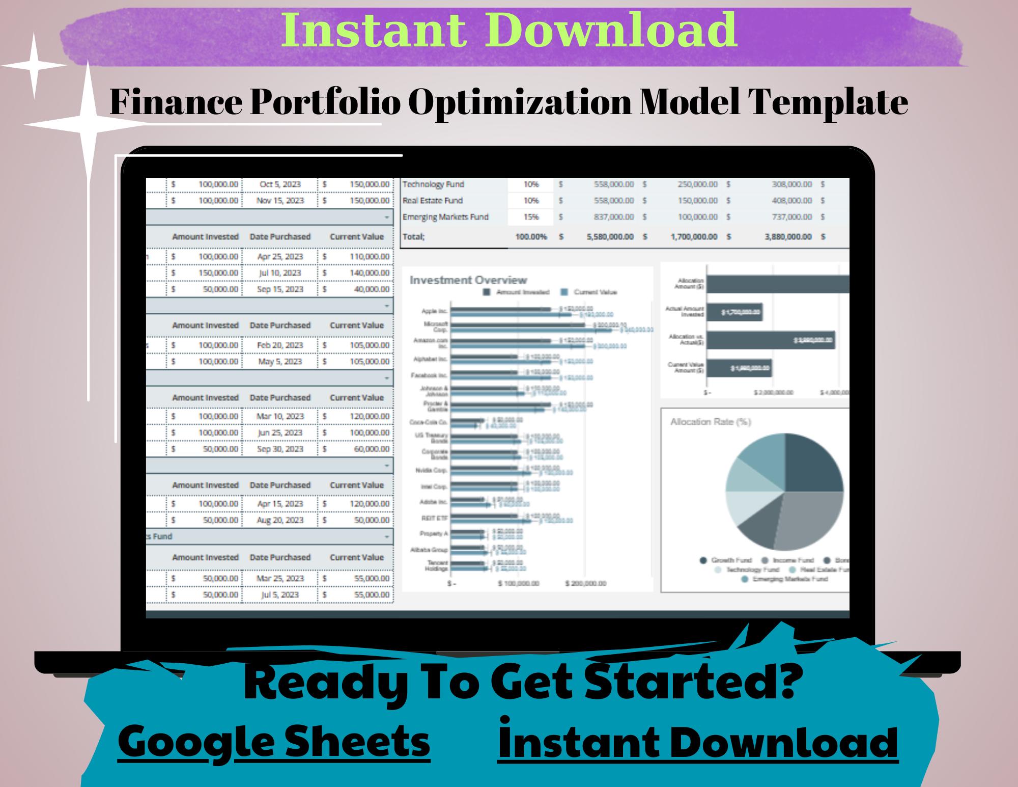 Finance Portfolio Optimization Model Template: Google Sheets Investment ...