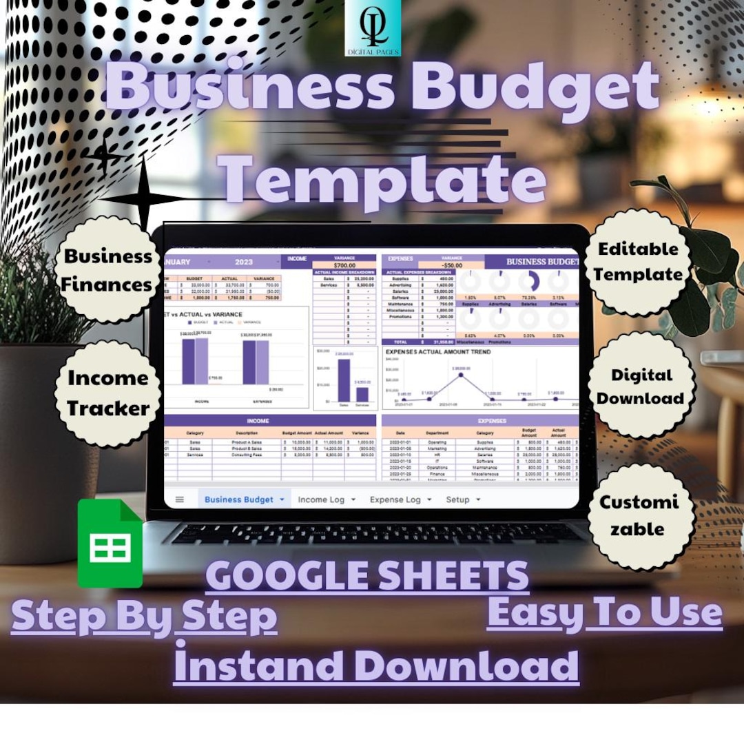 Business Budget Template, Editable Google Sheets, Digital Download for ...