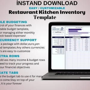 Restaurant Kitchen Inventory Template, Editable Google Sheets, Digital ...