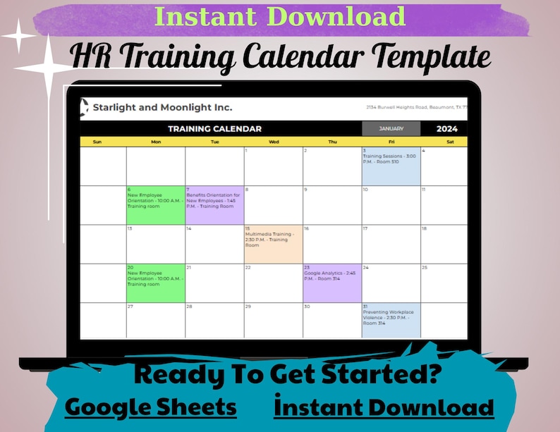 HR Training Calendar Template, Digital Download, Editable & Easy to Use ...