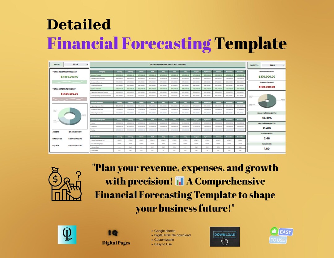 Detailed Financial Forecasting Template, Editable Excel & Google Sheets ...