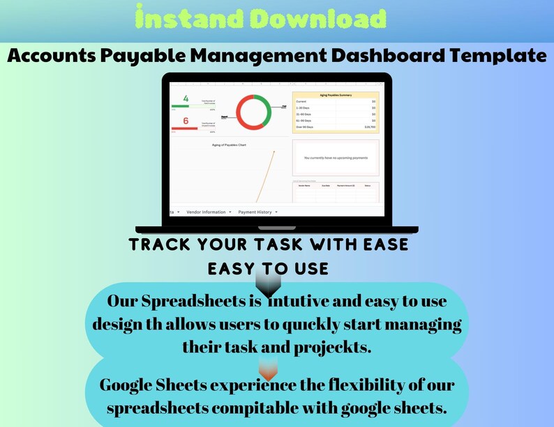 Accounts Payable Management Dashboard Template, Editable Google Sheets ...