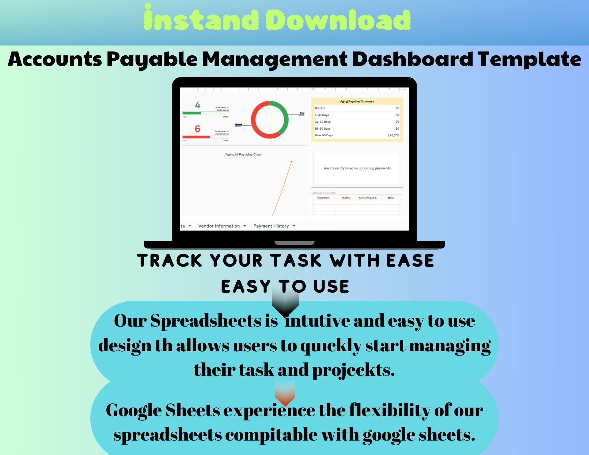Accounts Payable Management Dashboard Template: Vendor Payments ...