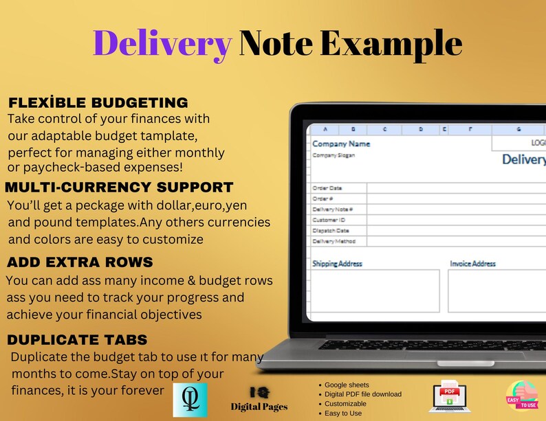 Delivery Note Template: Printable Business Shipping Form (PDF ...