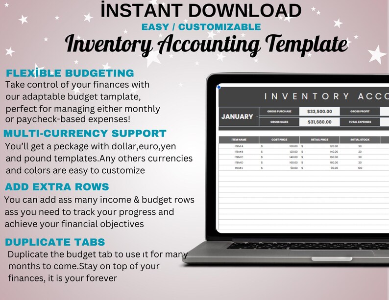 Inventory Accounting Template, Editable Google Sheets, Stock Tracker ...