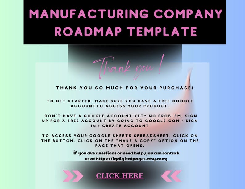 Manufacturing Company Roadmap Template, Editable Google Sheets, Easy to ...