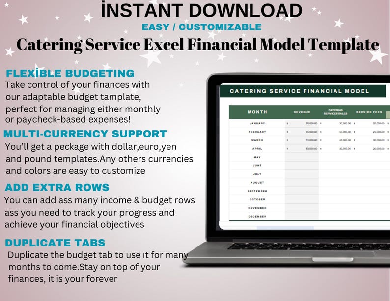 Catering Service Excel Financial Model Template, Editable Google Sheets ...