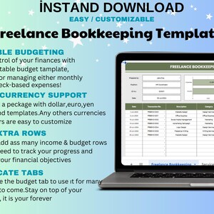 Freelance Bookkeeping Template,editable Google Sheets,digital Download ...