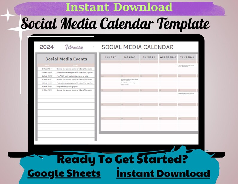 Editable Social Media Calendar Template: Google Sheets (digital ...