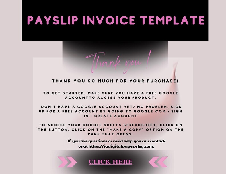 Payslip Invoice Template, Digital Download, Google Sheets, Editable ...