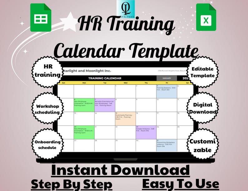 HR Training Calendar Template, Digital Download, Editable & Easy to Use ...