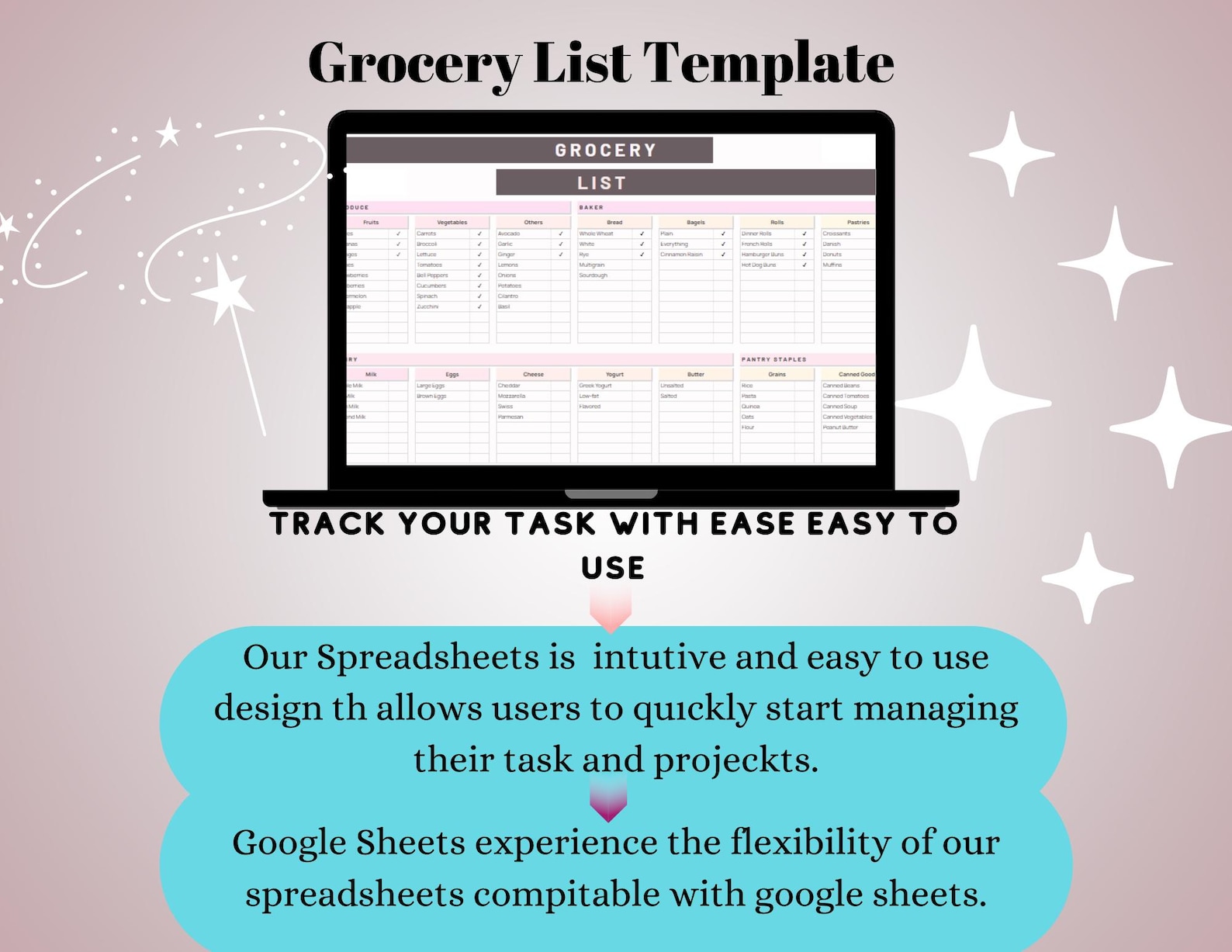 Printable Grocery List Template: Editable PDF Shopping Organizer ...