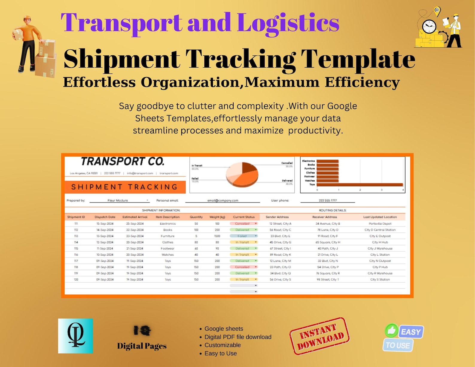 Transport and Logistics Shipment Tracking Spreadsheet Template ...