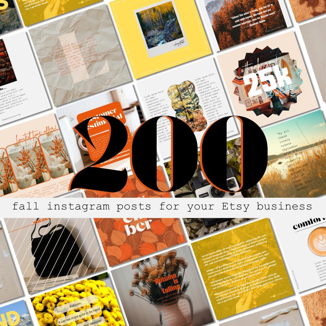 Fall Instagram Posts for Etsy Sellers Canva Instagram Bundle Autumn ...