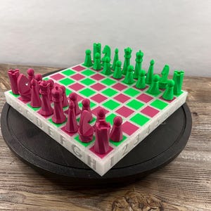 Pink Vs Green Chess Set, Checkers Set, 3D Printed, Chess Gift, Desk ...