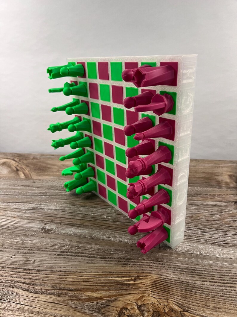 Pink Vs Green Chess Set, Checkers Set, 3D Printed, Chess Gift, Desk ...