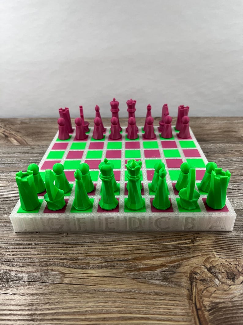 Pink Vs Green Chess Set, Checkers Set, 3D Printed, Chess Gift, Desk ...