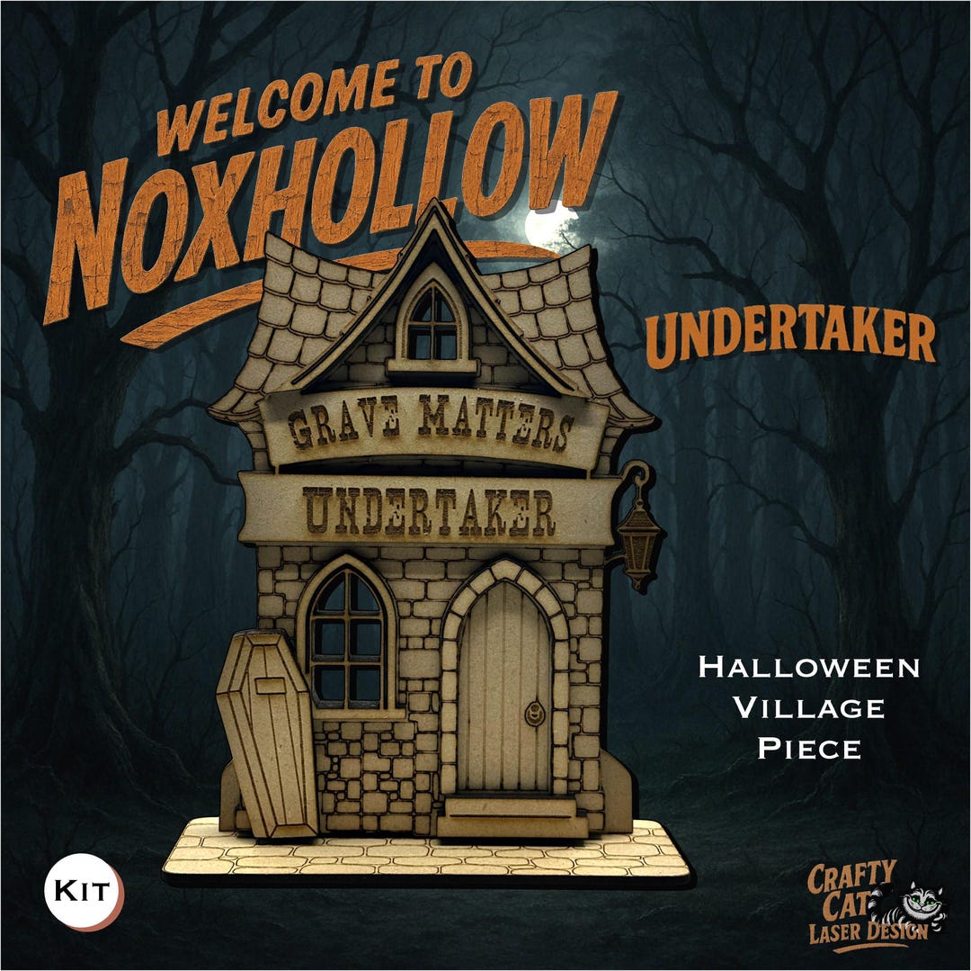 Undertaker DIY Kit – Haunted Funeral Home Model – Laser Cut Halloween ...