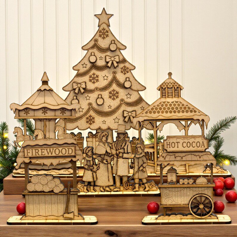 Town Center Experience SVG Files – Gazebo, Carousel, Carts, Carolers ...