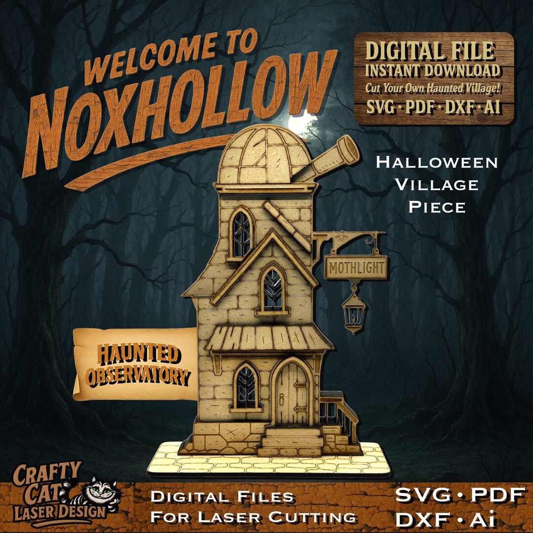 Haunted Observatory SVG Laser Cut File: Spooky Halloween Tower - Etsy