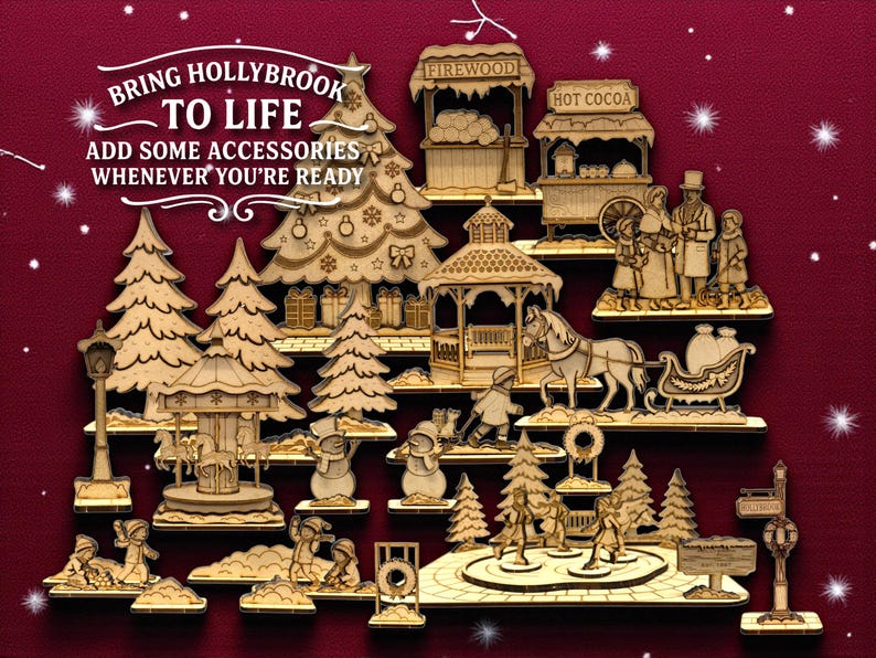 Laser-cut Christmas Town Hall SVG – Holiday Village Building Digital ...