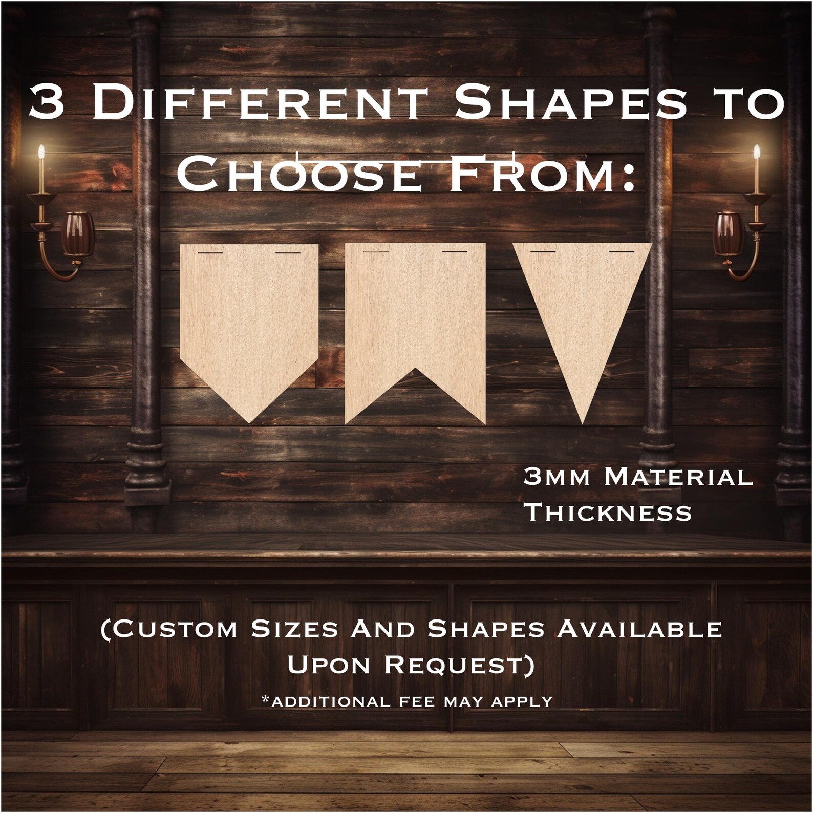 Laser Cut Banner – DIY Blank Pennant Set of 8 – 3 Shapes – Unfinished ...