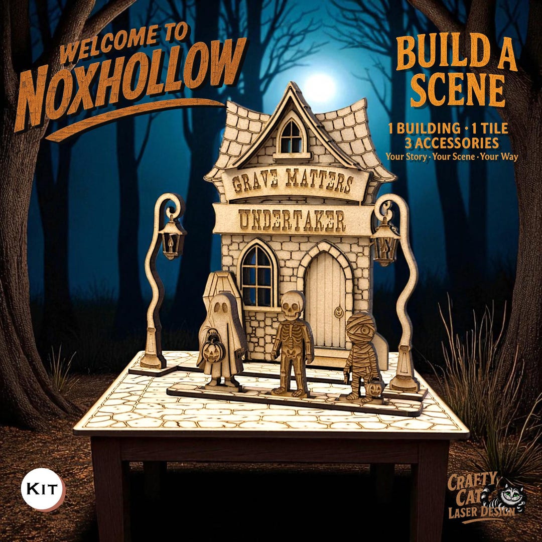 Build-a-scene Halloween Village Kit – Laser Cut Haunted House, Base ...