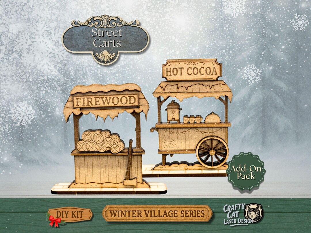 Christmas Village Street Carts DIY Kit – Hot Cocoa and Firewood Carts ...