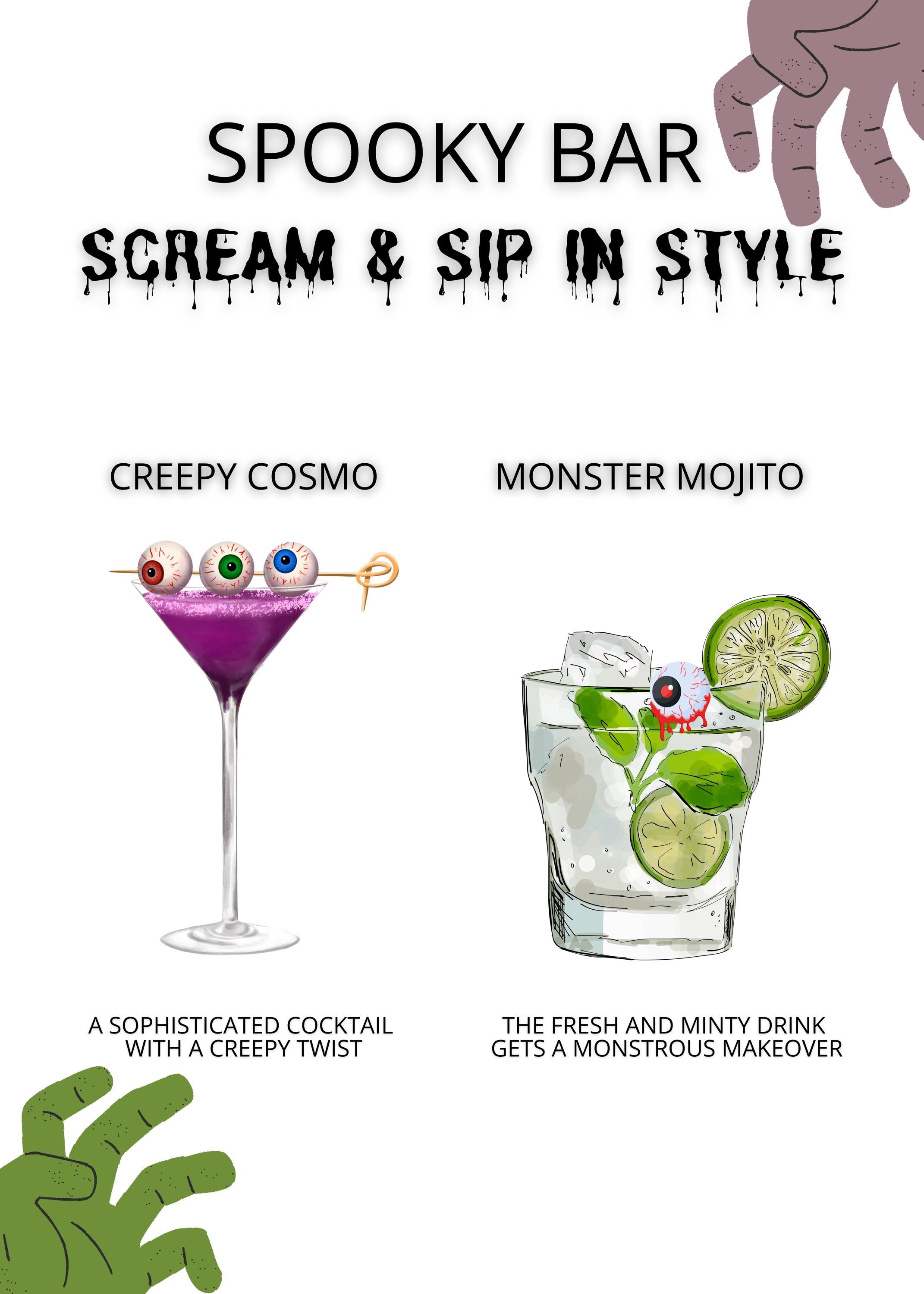 Spooky Sips Halloween Drink Menu Poster, Digital, Printable Halloween ...